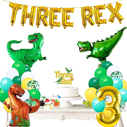 Three Rex Birthday Party Decorations, Three Rex Letter Balloon T-Rex 3 ...