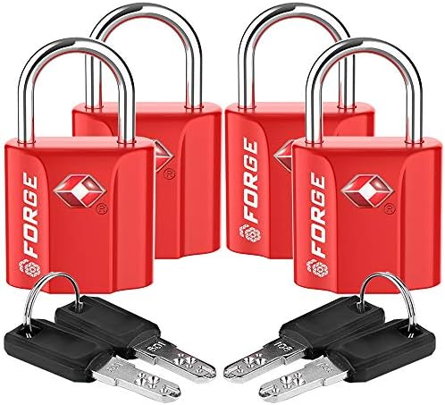 Red 4 Pack TSA Approved Luggage Locks Ultra-Secure Dimple Key Travel ...