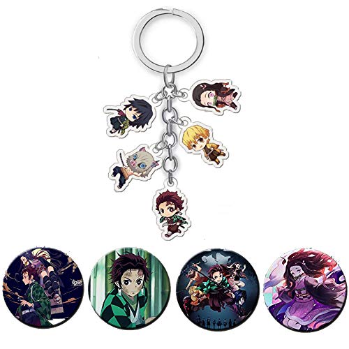 Tryse Demon Slayer Keychain Button Pins Set - Demon Slayer Alloy ...