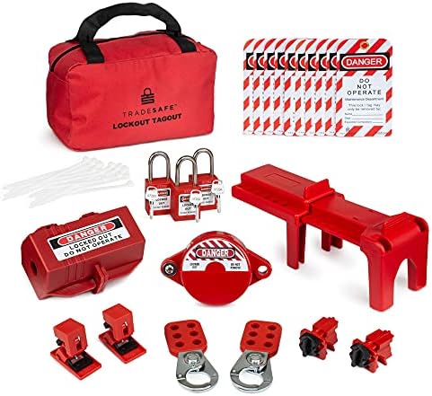 TRADESAFE Lockout Tagout Kit with Loto Locks for Gate Valves, Ball Valves, Electric Plugs ...