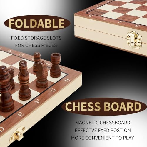 Chess Set-BoardGame-Wooden Chess Set - Magnetic Chess Pieces - Foldable ...