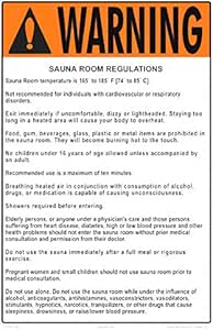 Amazon.com : Warning Sauna/Steam Room Regulations Sign (Measuring 12 x ...