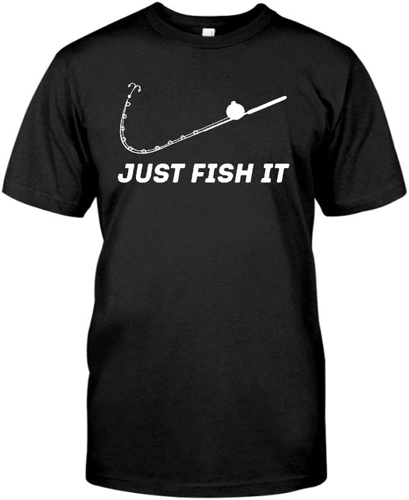 Amazon.com: Just Fish It V2 T-Shirt - Front Print T-Shirt, Ladies T ...
