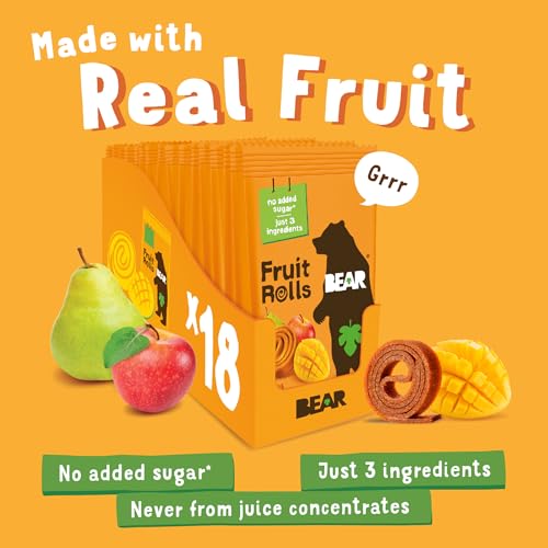 BEAR Real Fruit Snack Rolls - Gluten Free, Vegan, and Non-GMO - Mango ...