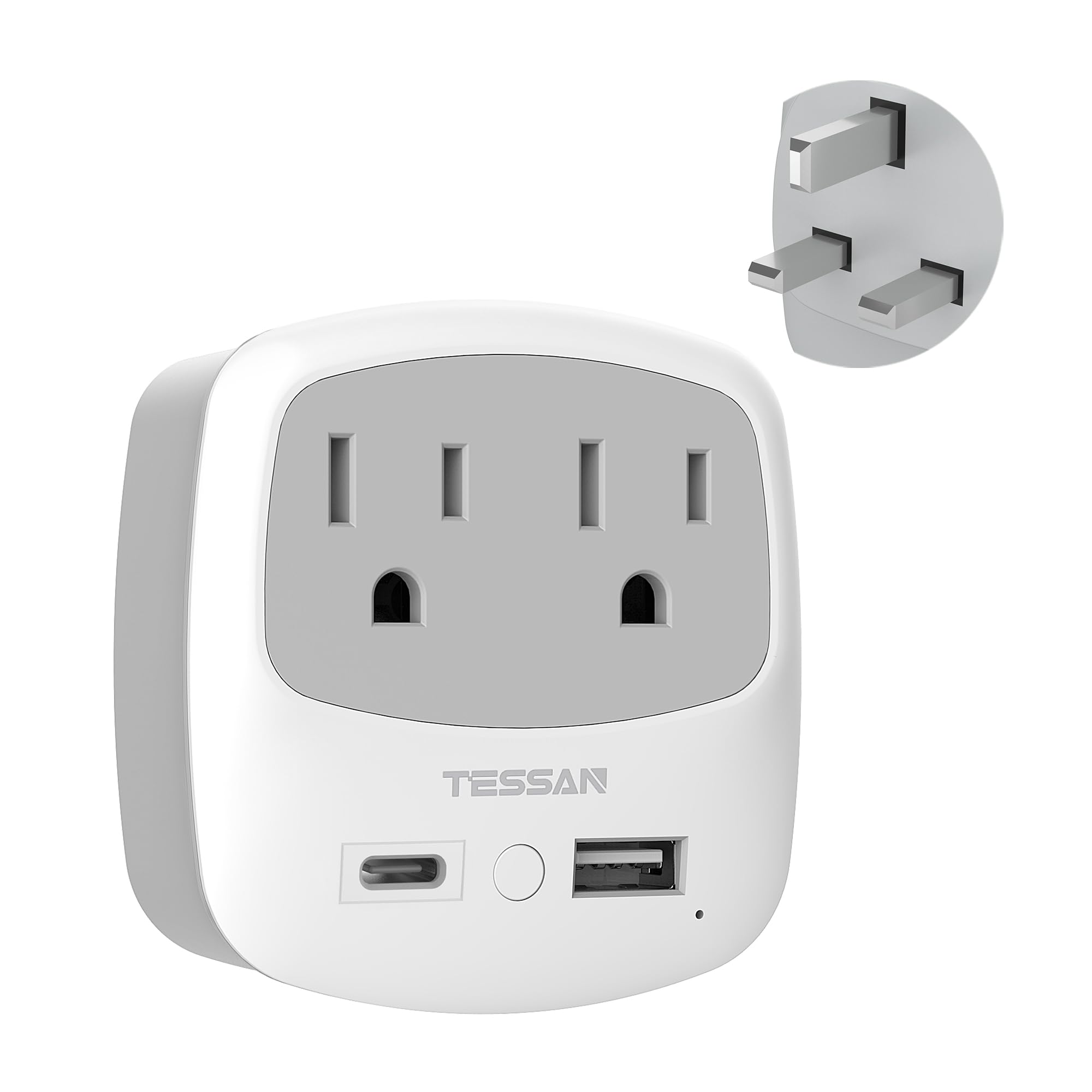 US to UK Plug Adapter, TESSAN Type G Travel Adaptor with 2 Electrical ...