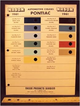 1961 PONTIAC Paint Colors Chip Page: General Motor Corporation: Amazon ...