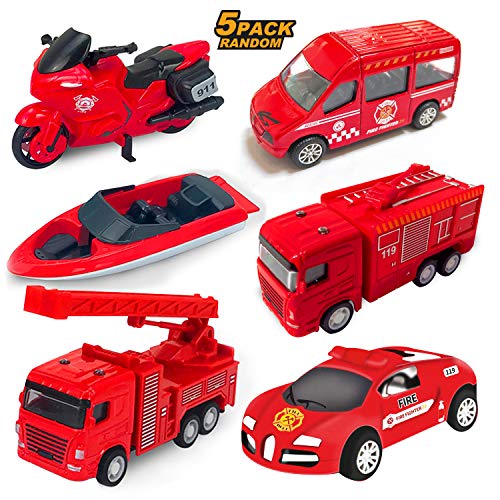 Diecast Fire Trucks Toy Cars for Kids Toddlers Boys - 5 Pack Alloy ...