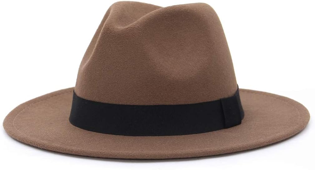 Jelord – Cappello Fedora da uomo, in feltro di lana a tesa larga ...