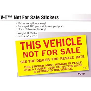 Amazon.com: Car Dealer This Vehicle Not For Sale Stickers: Automotive