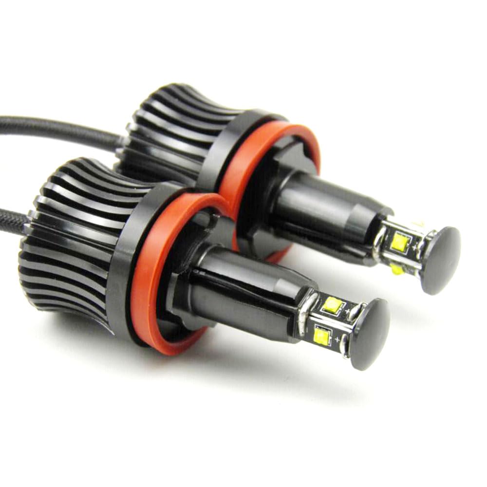 iJDMTOY 360-Degree Xenon White 20W High Power H8 LED Angel Eyes Compatible with BMW E60 E61 E90 ...