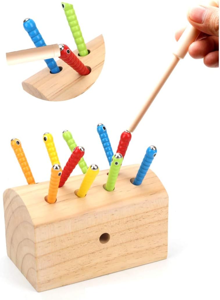 JZK Wooden magnetic insect catch game toy, hand eye coordination toy for kids motor skills ...