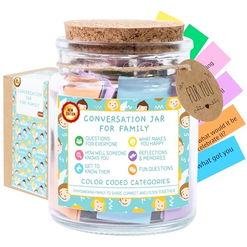 Family Conversation Cards in Jar, 150 Fun & Deep Conversation Starter ...