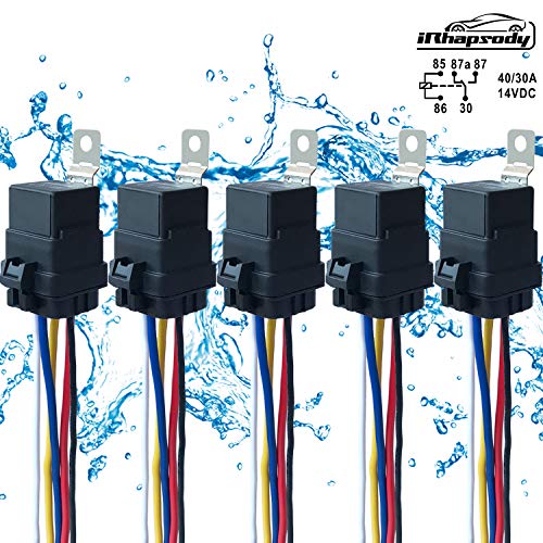 irhapsody 5 Pack 40/30 AMP 12V DC Waterproof Relay and Harness - Heavy ...