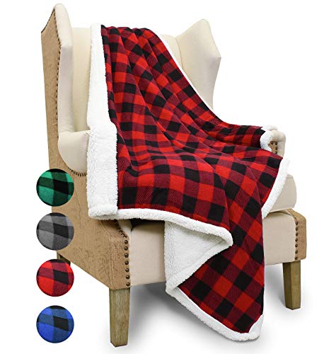 Catalonia Classic Red Black Checkered Holiday Blanket, Buffalo Plaid ...