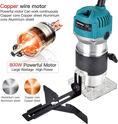 TwoWin Router Tool, 110V 800W Compact Palm Wood Router Tool for ...
