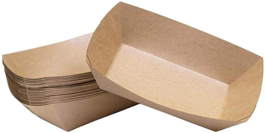 Paper Food Tray, Extra Kraft Paper Food Tray Fast Food Snack Tray for ...