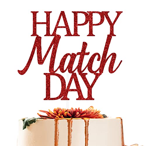 Happy Match Day Cake Topper Red Glitter, Congrats on Matching Cake ...