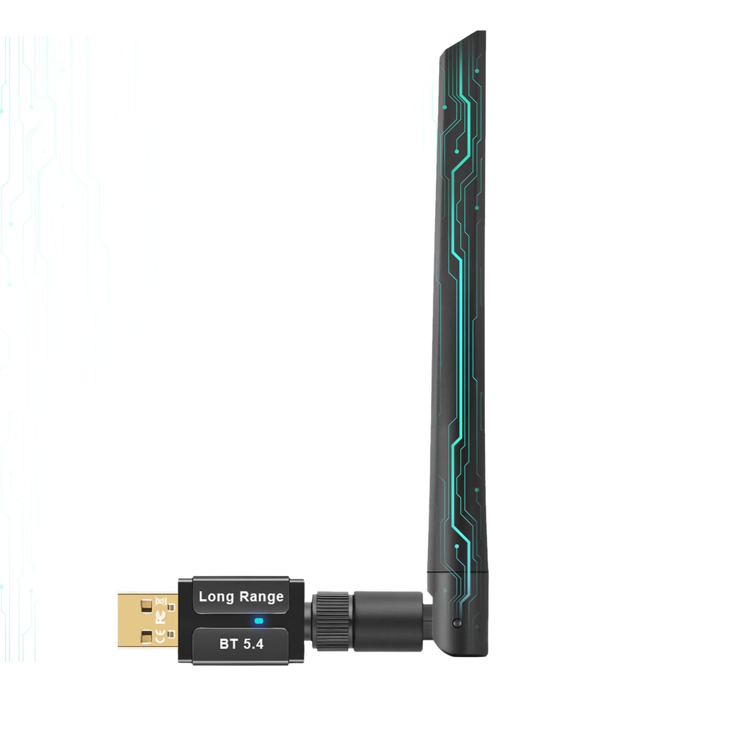 Ziquigoa Long Range Bluetooth 5.4 USB Adapter for PC Laptop, Wireless Transmitter Dongle Pair w ...