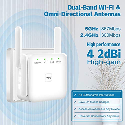 WiFi Extender, 1200Mbps WiFi Booster, WiFi Extenders Signal Booster for ...