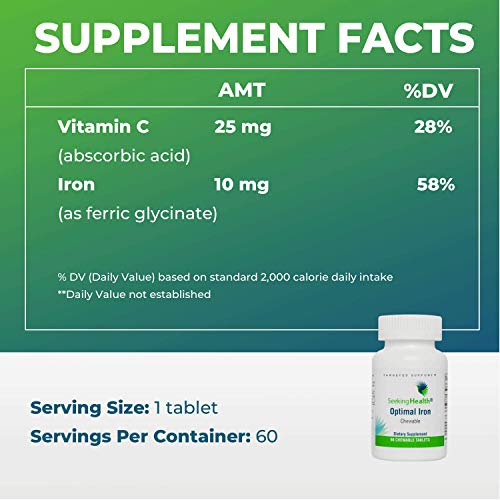 Seeking Health Optimal Iron Chewable, Iron Supplements with Vitamin C, Easy to Digest, Efficient ...