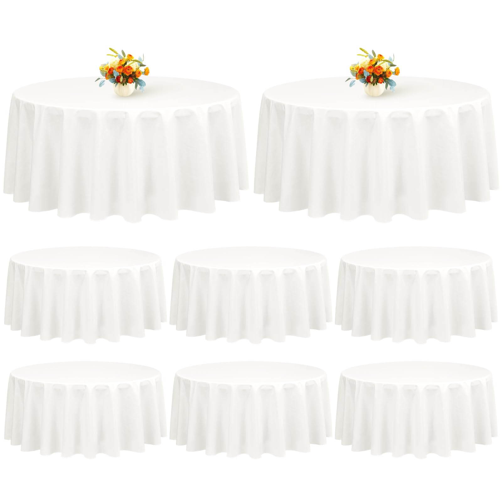 Showgeous 8 Pack Ivory Round Tablecloth 90 Inch Round Table Cloths ...