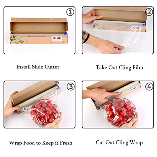 WRAPOK 100% Compostable Cling Wrap Biodegradable Corn PLA Food Film Roll with Slide Cutter - 258 ...