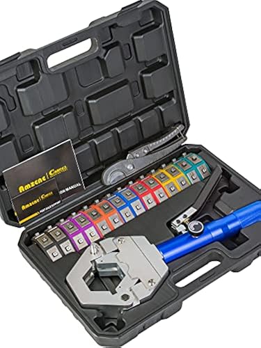 AMZCNC 71500 Hydraulic A/C Hose Crimper Kit - Handheld Crimping Tool Set with Snap-On Dies for ...
