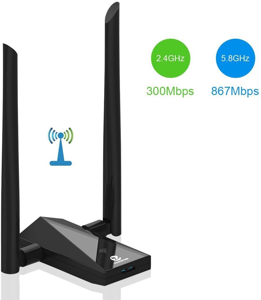 ZOWEETEK Wifi Receiver 1200Mbps Dual Band, Long Range Wifi Adapter with ...