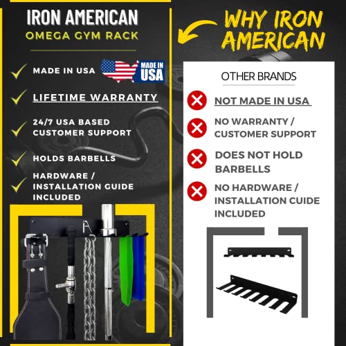 IRON AMERICAN Multi-Purpose Omega Gym Storage Rack 9 OR 11 Gym Hook ...