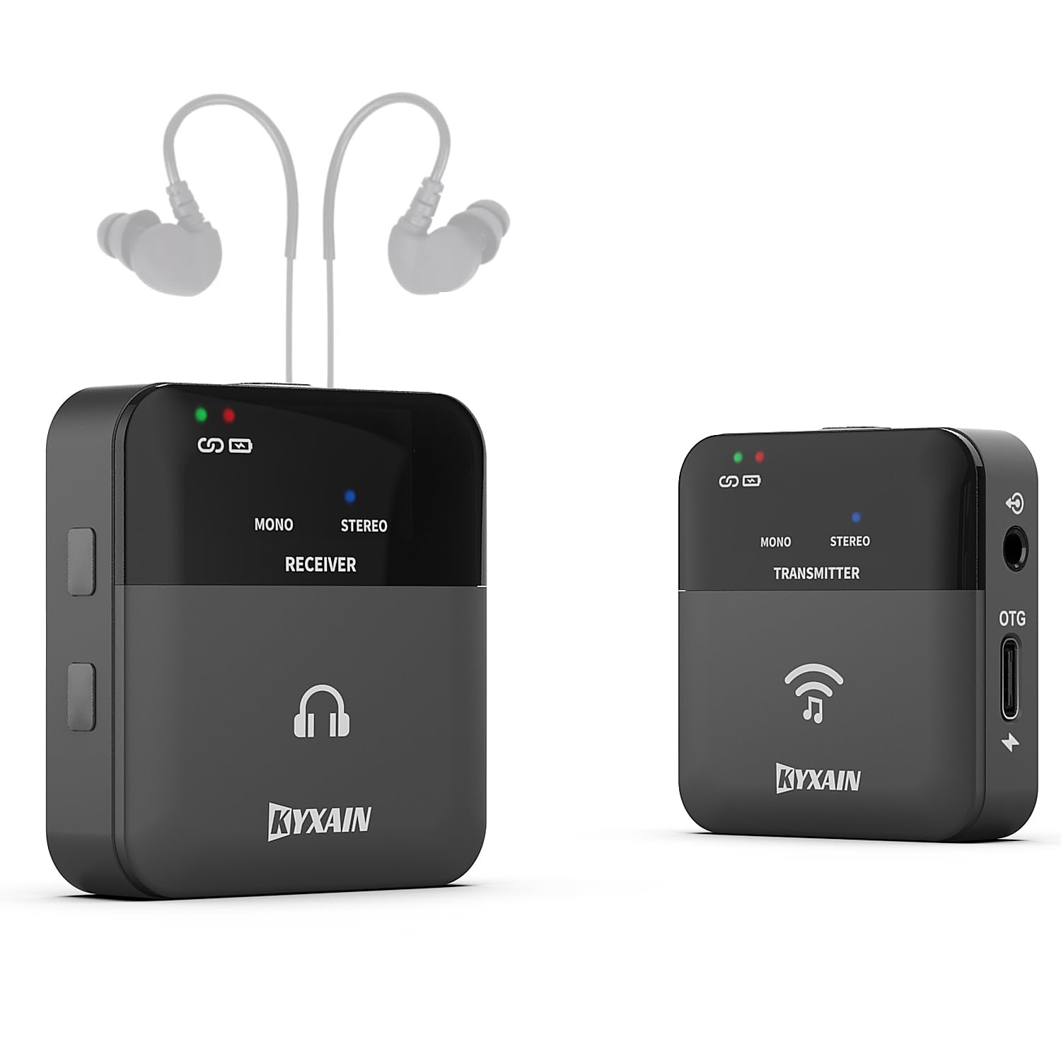 KYXAIN 2.4GHz Wireless in Ear Monitor System, 24Bit/48K Mono Stereo Wireless IEM System with ...