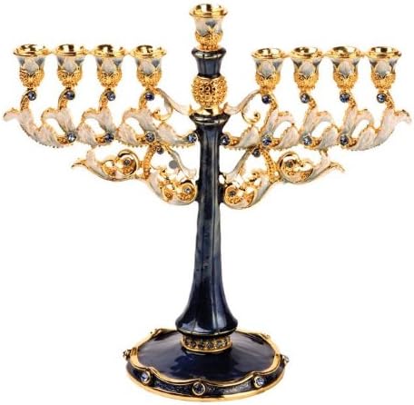 Chanukiah Jewled Blue Hanukkiyah Jewish Menorah Chanukah Hanukkah ...