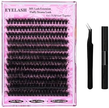 ALMEKAQUZ Lash Clusters Kit, 200D Fluffy Lash Clusters Kit, 14-20mm ...