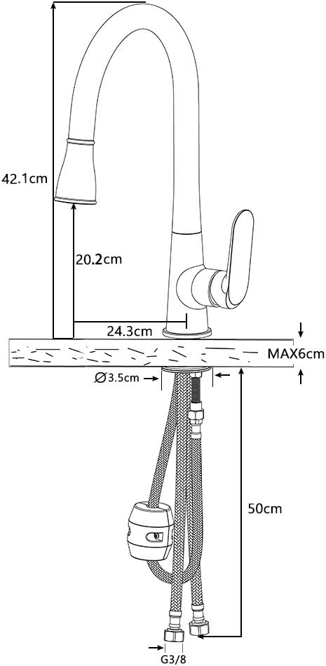 Casavilla Kitchen Sink Mixer Chrome Taps Swivel Spout Extendable Faucet ...