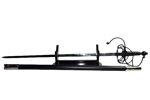 46'' Inch Rapier with Black/Silver Wire Handle and Scabbard Handmade ...