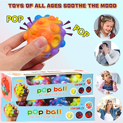 Pop Ball Fidget Toys for Kids - 4 Pcs Pop Stress Balls Glow in The Dark ...