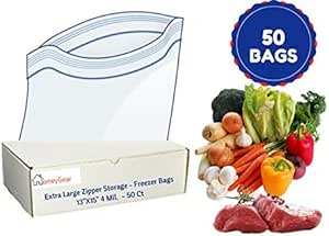 Amazon.com: Extra Large Heavy Weight Freezer Zipper Bags 13"X15" Zip ...