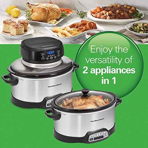 Hamilton Beach 2-in-1 Slow Cooker with Air Fryer Lid 6 Quarts, 4 ...