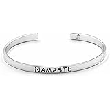 Amazon.com: O.RIYA Namaste Brass Hand Stamped Bracelet, Bangle Cuff ...