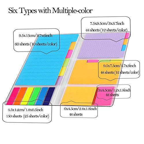 Colored Sticky Note Set,WELZA Deluxe Divider Self-Stick Notes Pads ...