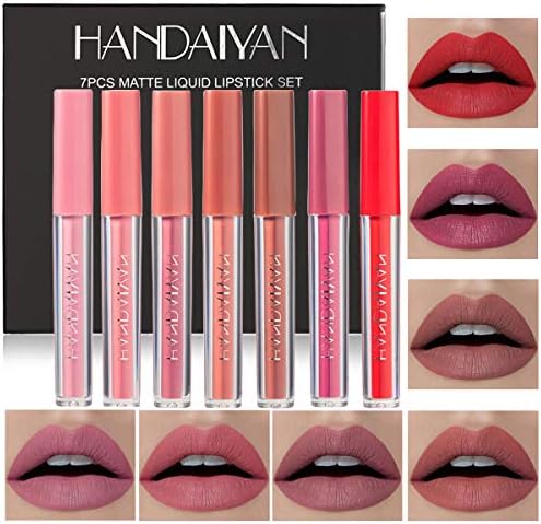 7 Colors Matte Liquid Lipstick Makeup Set, Matte Velvety Long-Lasting ...