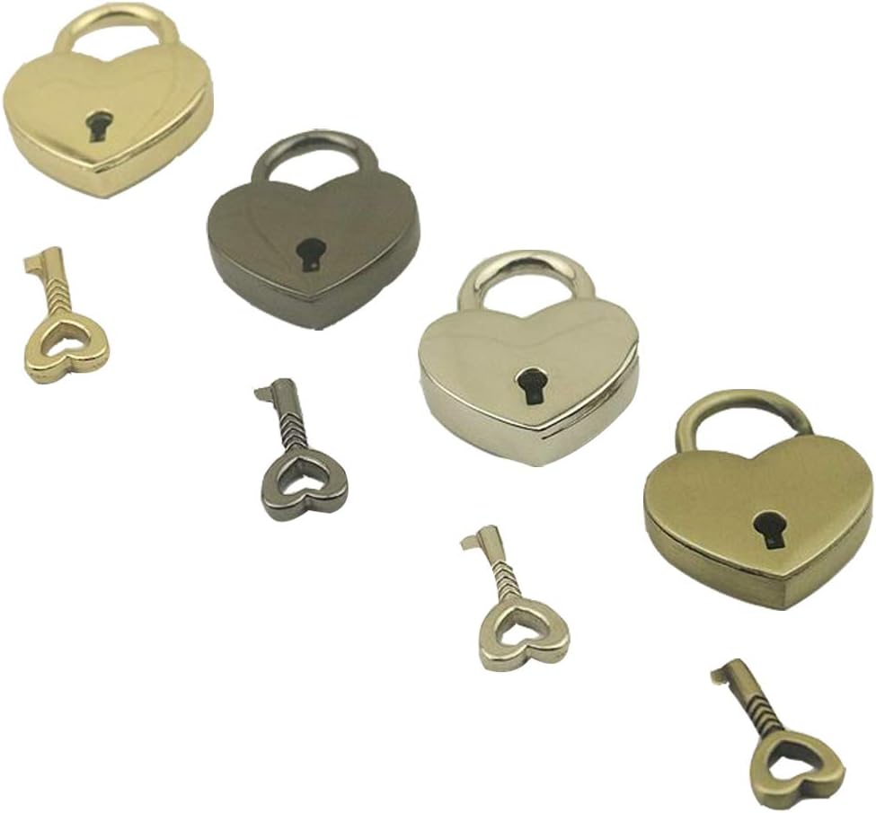 4 Set Heart Shape Padlock, NALCY Mini Padlock, Small Padlocks Heart ...