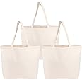 Amazon.com: Segarty Blank Canvas Tote Bags, 3 Pack 18x15 Reusable Canvas Shoulder Bags for Women ...