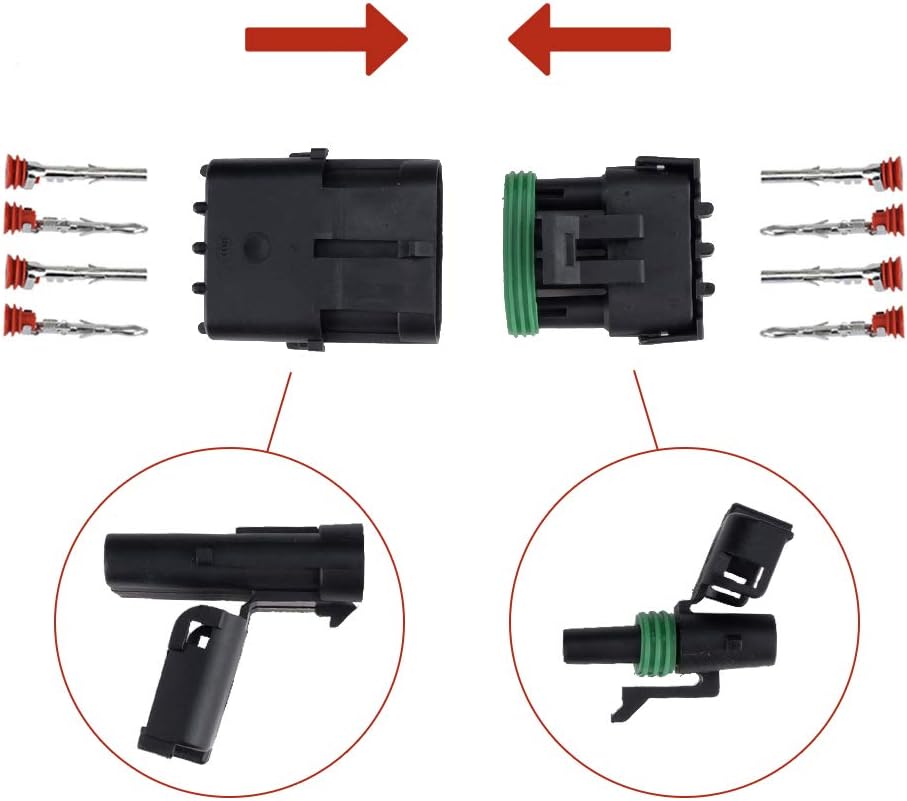 MUYI 10 Kit 2 Pin Way Waterproof Electrical Connector 1.5mm Series Terminals Quick Locking Wire ...
