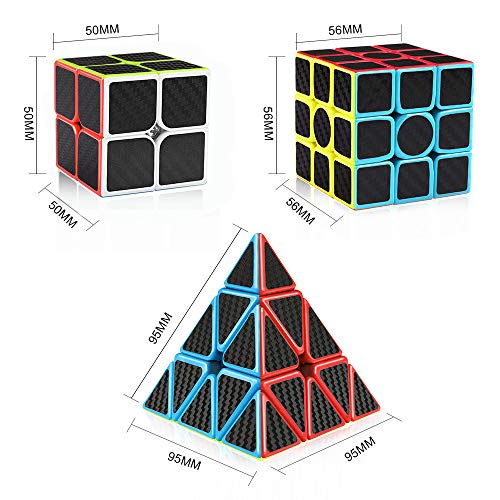 D-FantiX Speed Cube Carbon Fiber 2x2 3x3 Pyramid Speed Cube Bundle ...