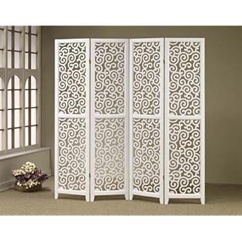 Amazon.com: 3-Panel White Swirl Design Screen Room Divider: Kitchen ...
