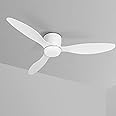 Amazon.com: VACILL Low Profile Ceiling Fan with Light White,Flush Mount ...