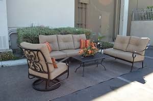Amazon.com : Santa Anita Cast Aluminum Powder Coated 5-piece Seating ...