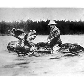 Amazon.com: Teddy Roosevelt Riding A Moose Because Why Not In 1900) 8 x ...