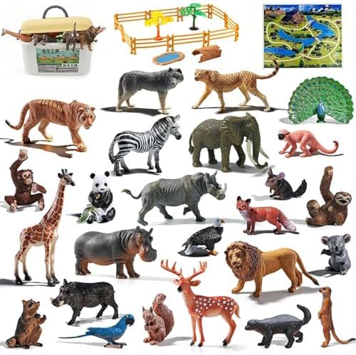 skisopet 30PCS Safari Animals Figures Toys Realistic Jumbo Wild Zoo ...