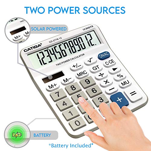 Premium Commercial 12-Digit Large Desktop Calculator with Huge 5-Inch ...